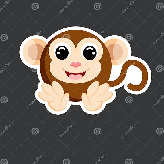 Vector Cute Monkey Sticker Template Stock Vector - Illustration of ...