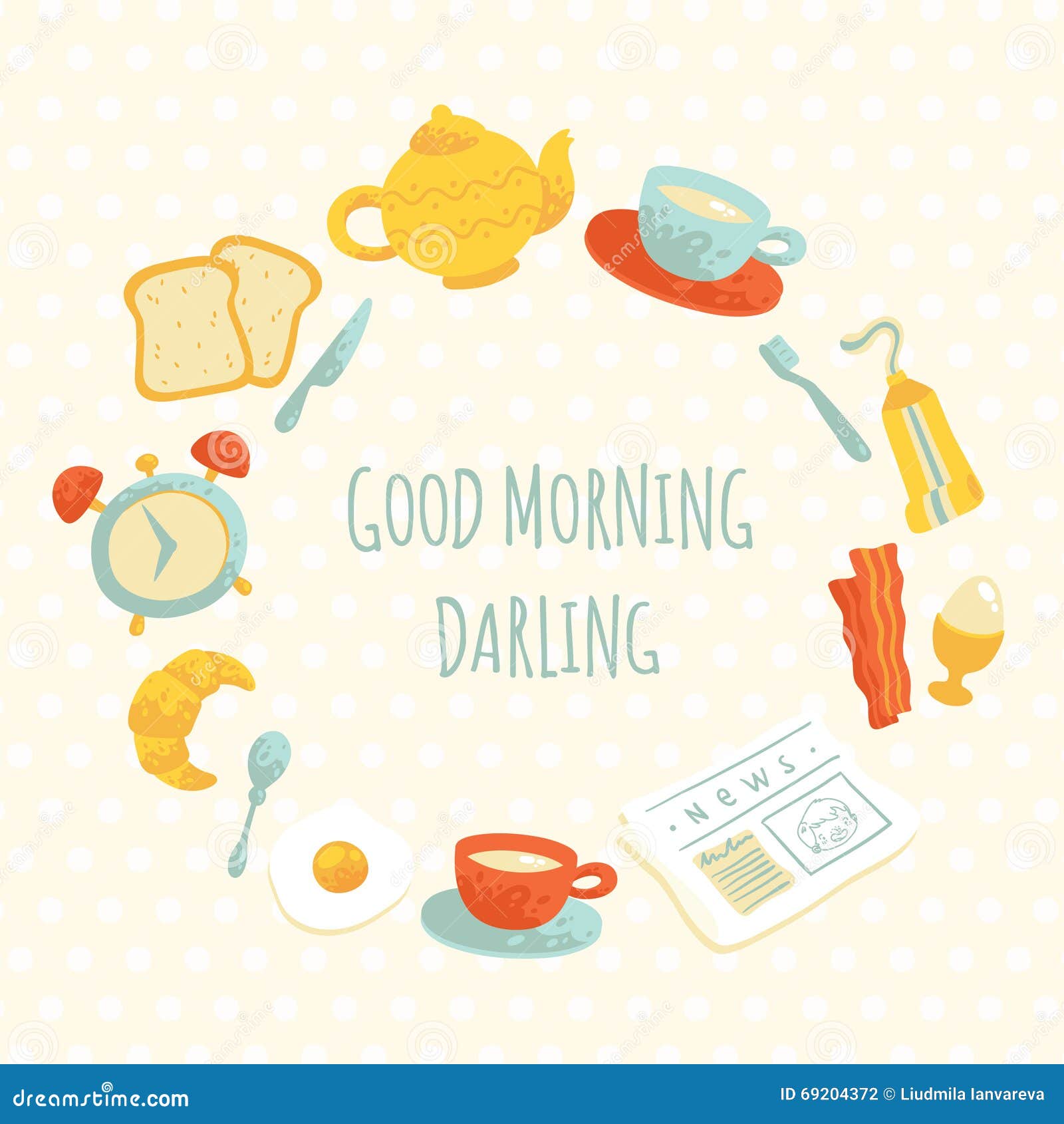 Vector Cute Morning Breakfast Frame Stock Vector - Illustration of ...
