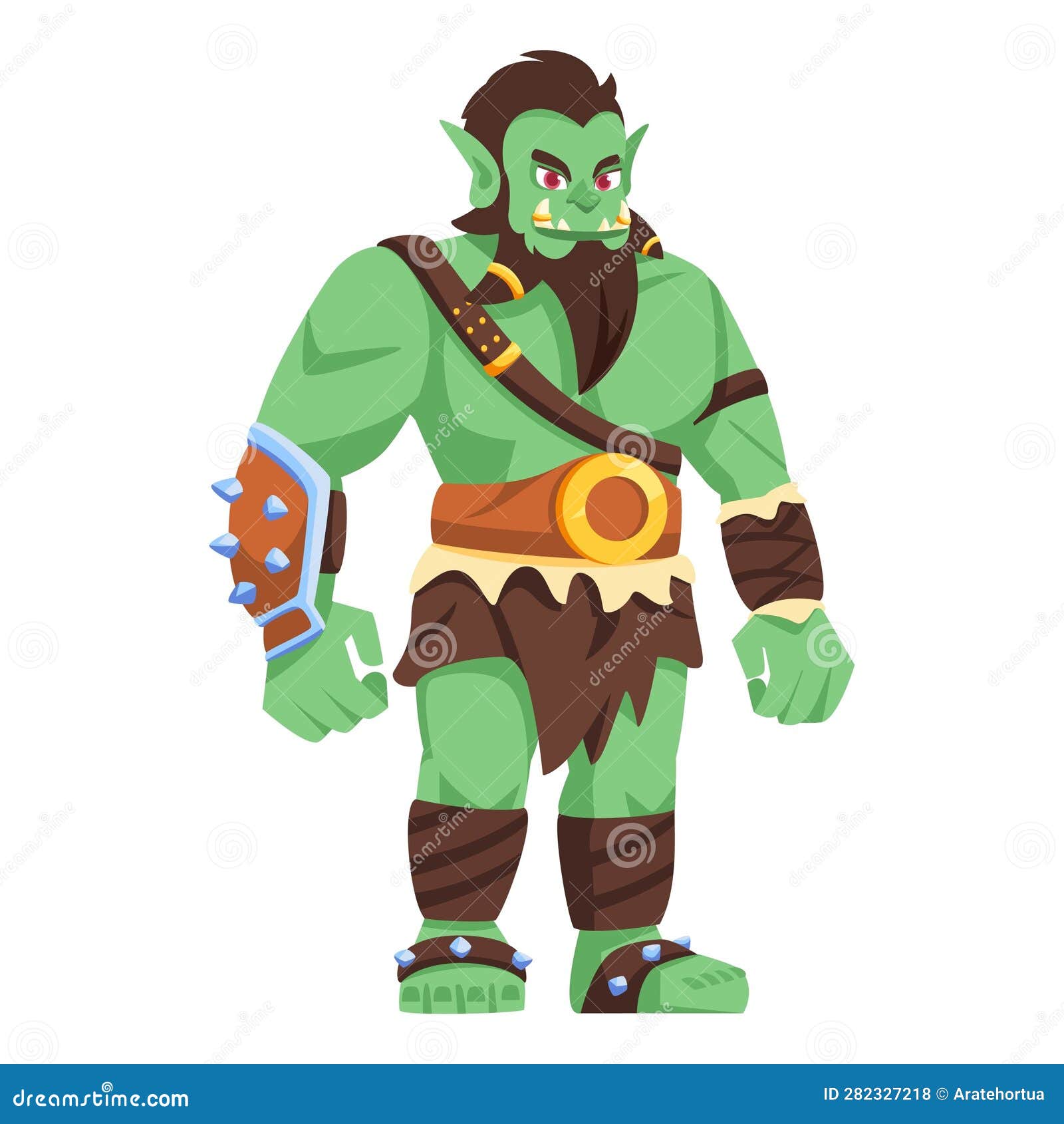 Vector Cute Orc Medieval Fantasy Cartoon Illustration Isolated Stock ...