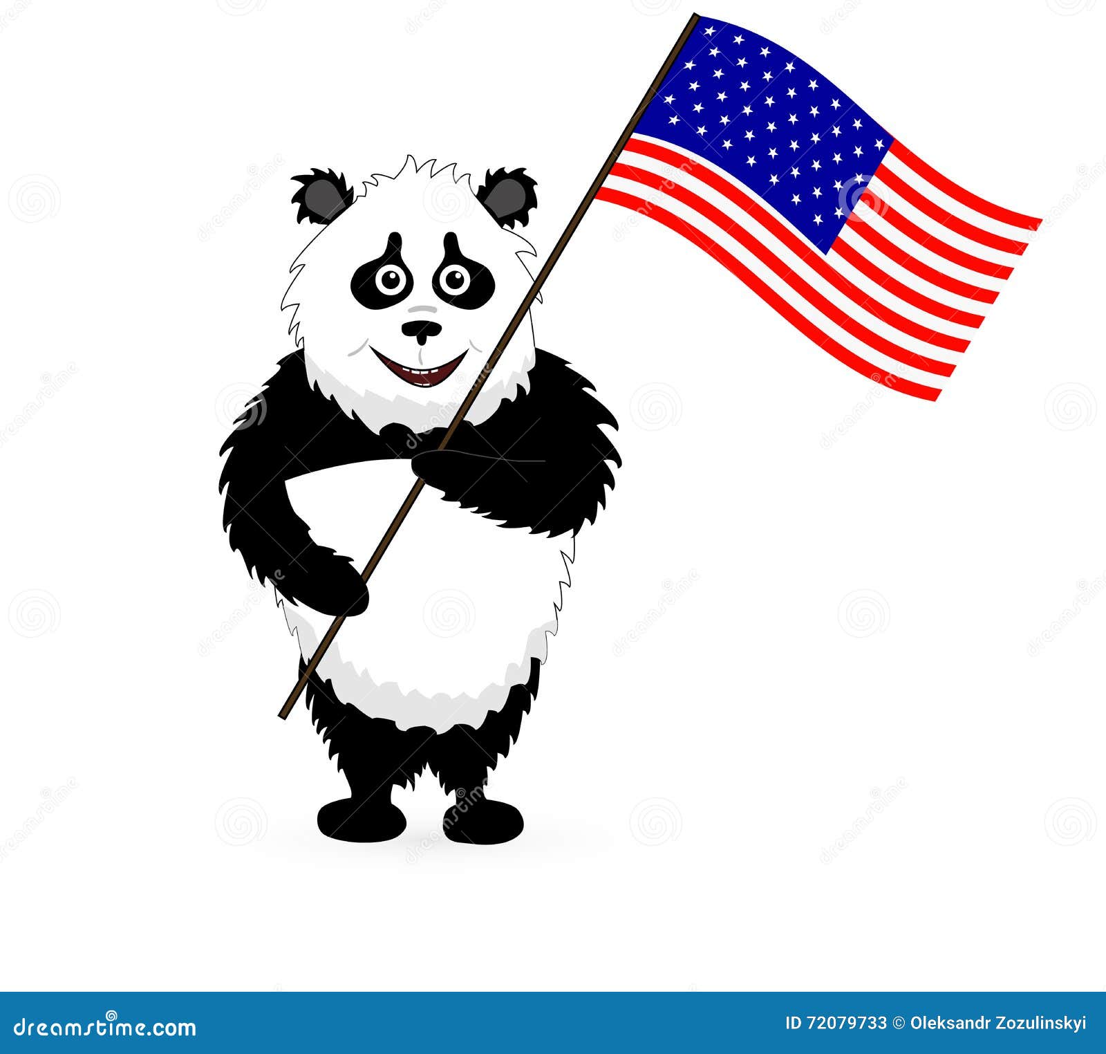 Vector Cute Panda Holding USA Flag Stock Illustration - Illustration of ...