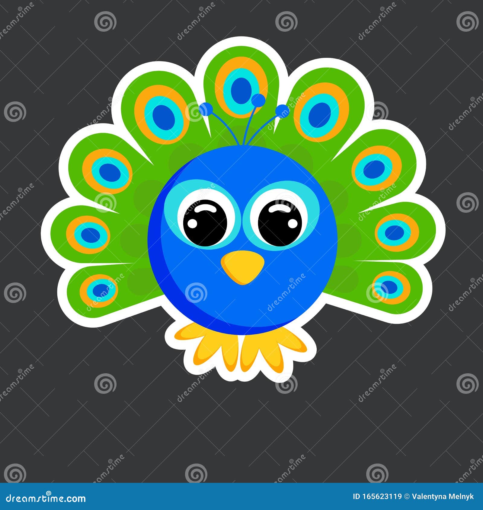 Vector Cute Peacock Sticker Template Stock Vector - Illustration of ...