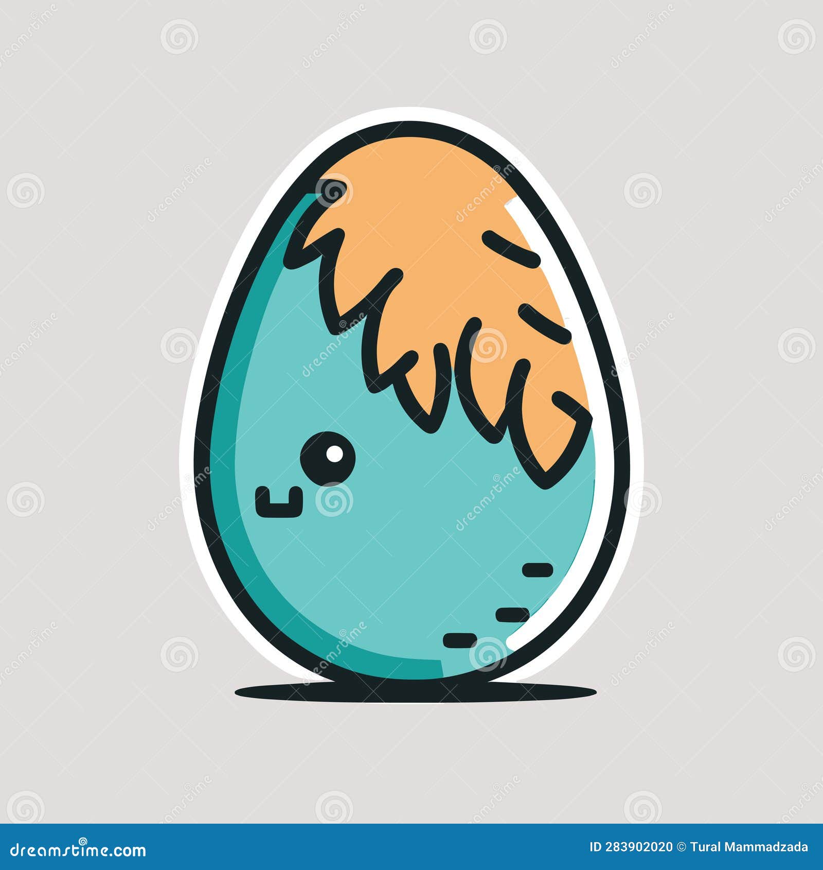 Vector of a Cute and Playful Egg Character Sticker in a Simple and ...