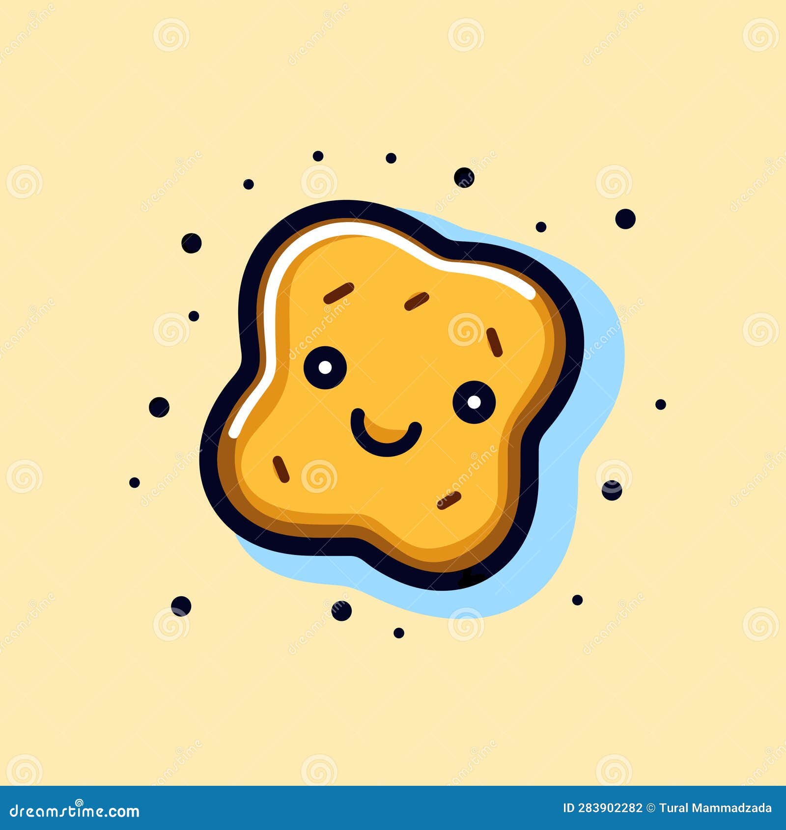 Vector of a Cute and Playful Smiley Face on a Piece of Bread Stock ...