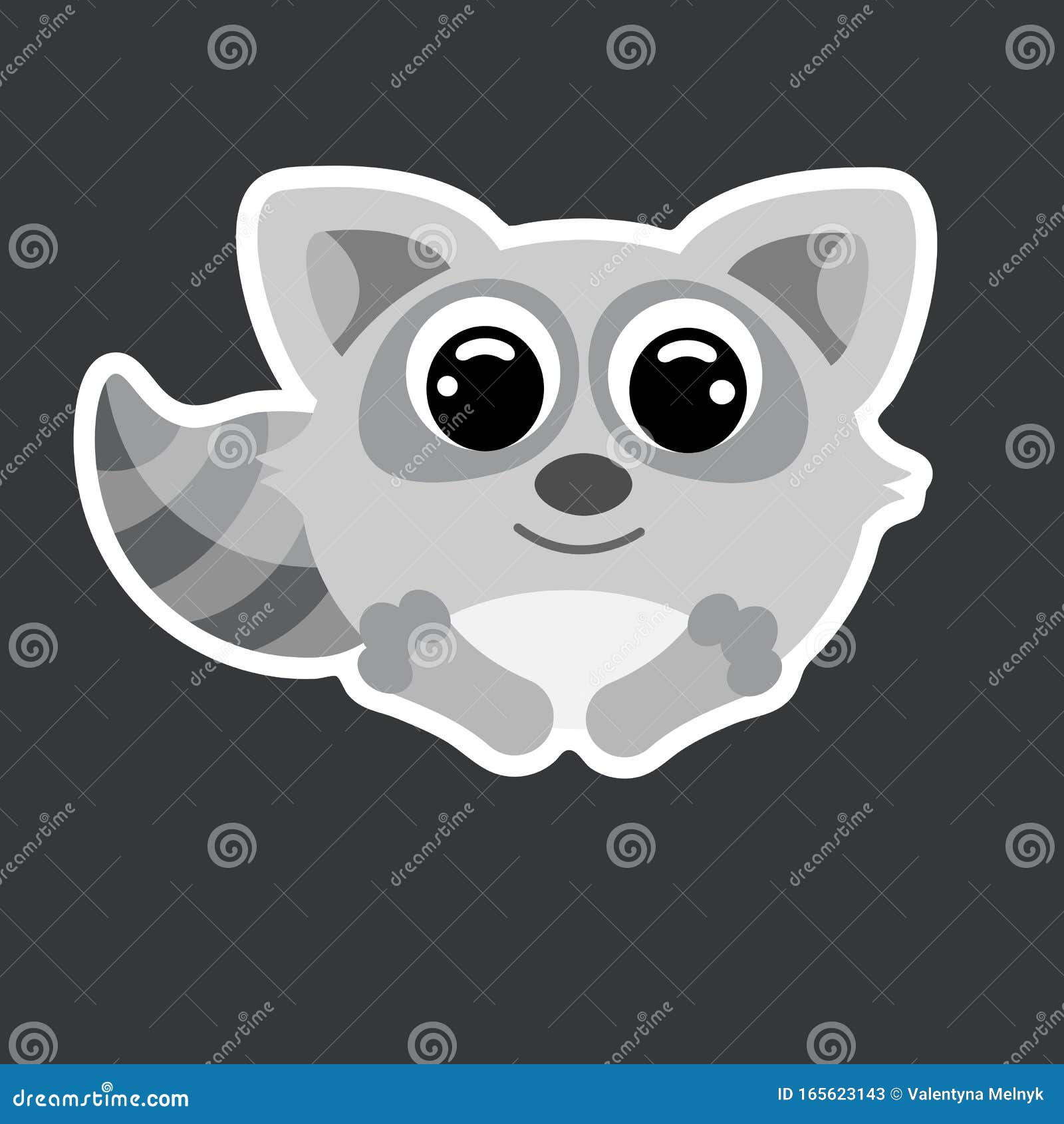 Vector Cute Raccoon Sticker Template Stock Vector - Illustration of ...