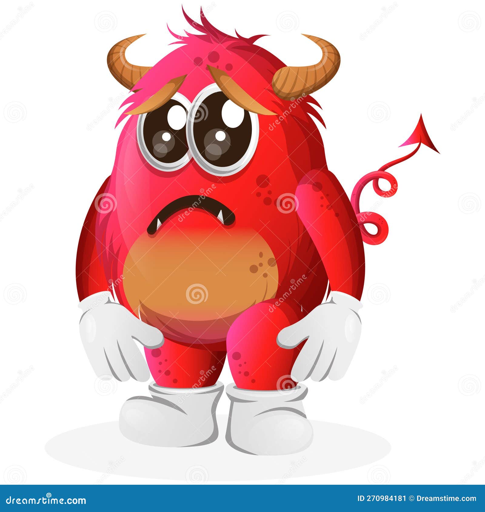 Vector_Cute Red Monster with Sad Expression Stock Vector - Illustration ...