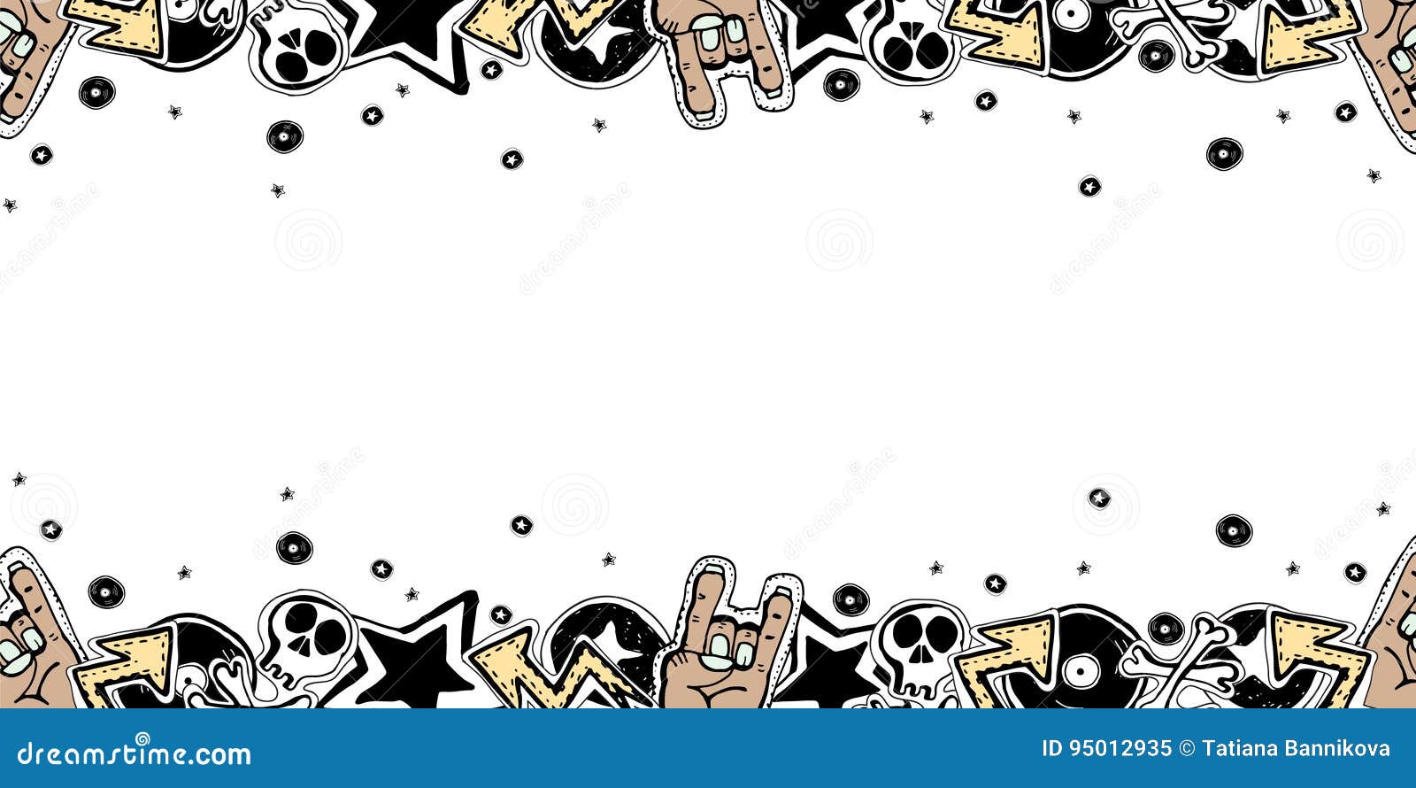 Vector Cute Rock N Roll Frame. Stock Vector - Illustration of grunge ...