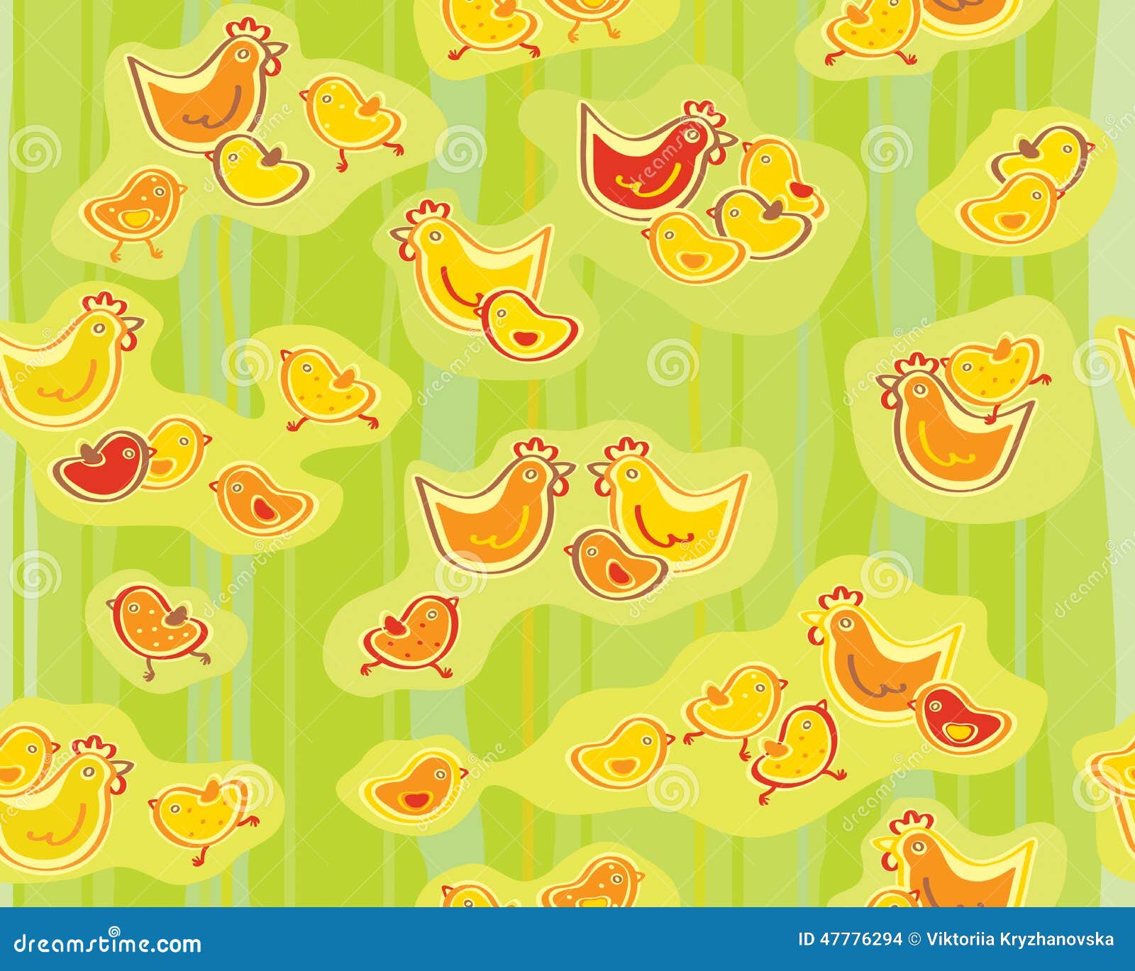 Vector Cute Seamless Chickens Pattern. Stock Vector - Illustration of ...