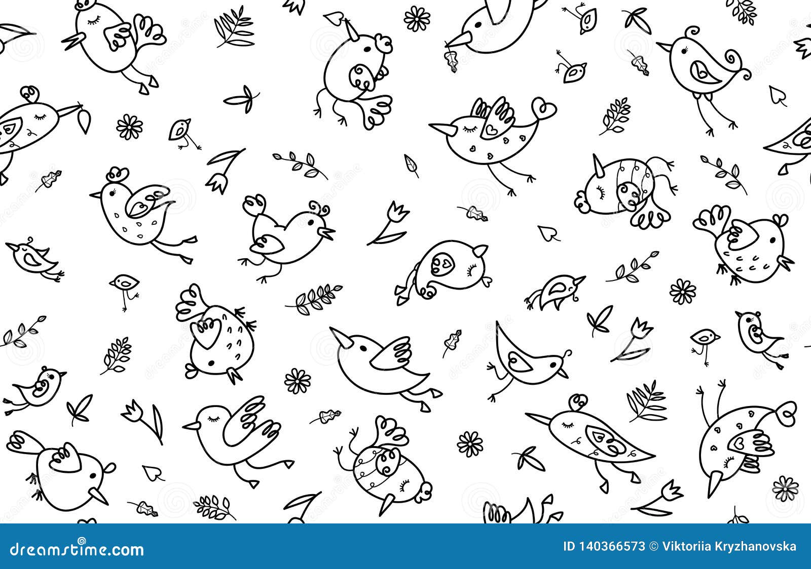 Vector Cute, Seamless Pattern Of Birds Cartoons. | CartoonDealer.com ...