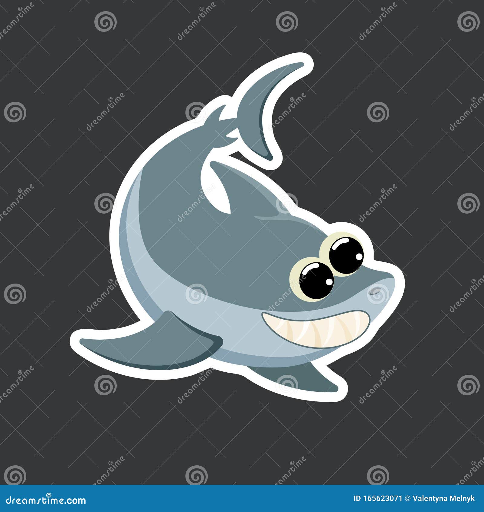 Shark Sticker Caricature-like Illustration Of A Realistic Adult Shark ...
