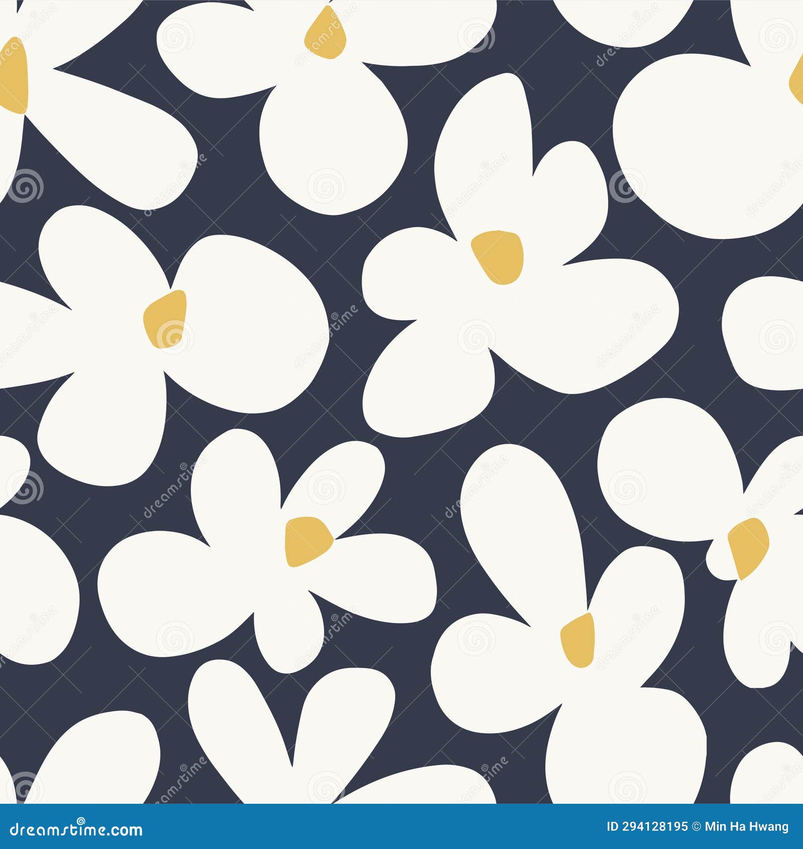 Vector Cute Simple Flower Illustration Seamless Repeat Pattern Digital ...
