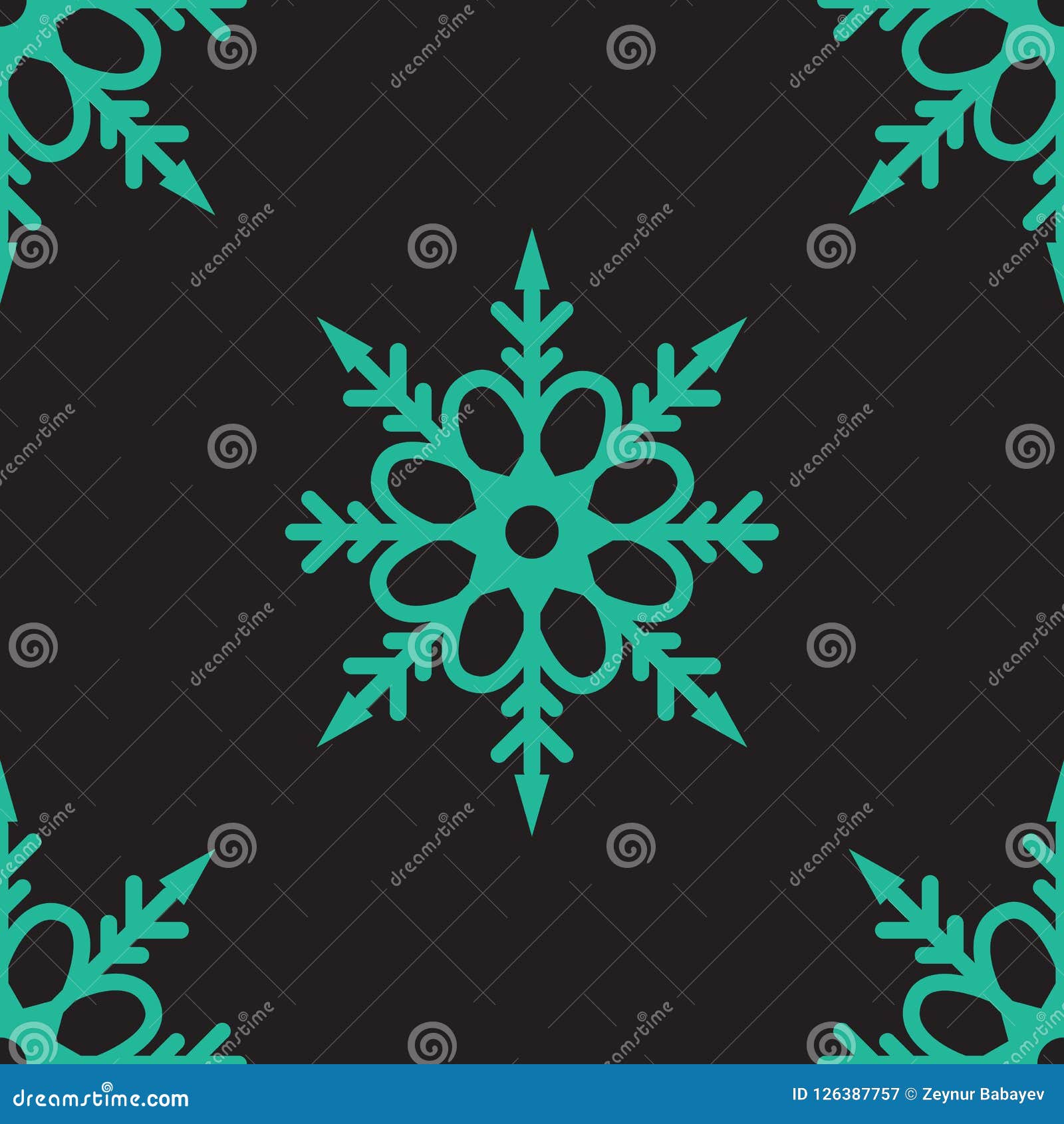 Vector Cute Snowflakes Seamless Pattern on Black Background. Stock ...