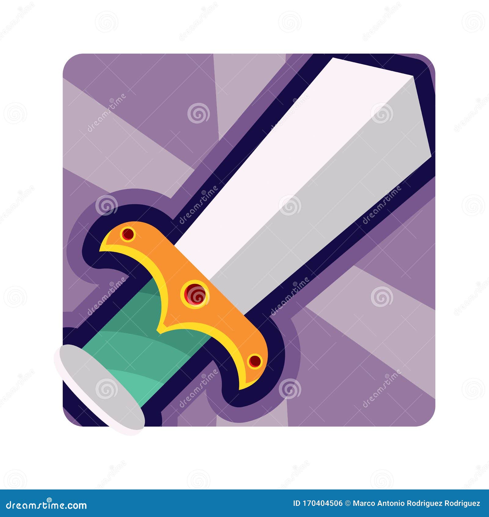 Vector Cute Sword Icon Colorful Isolated Stock Illustration ...