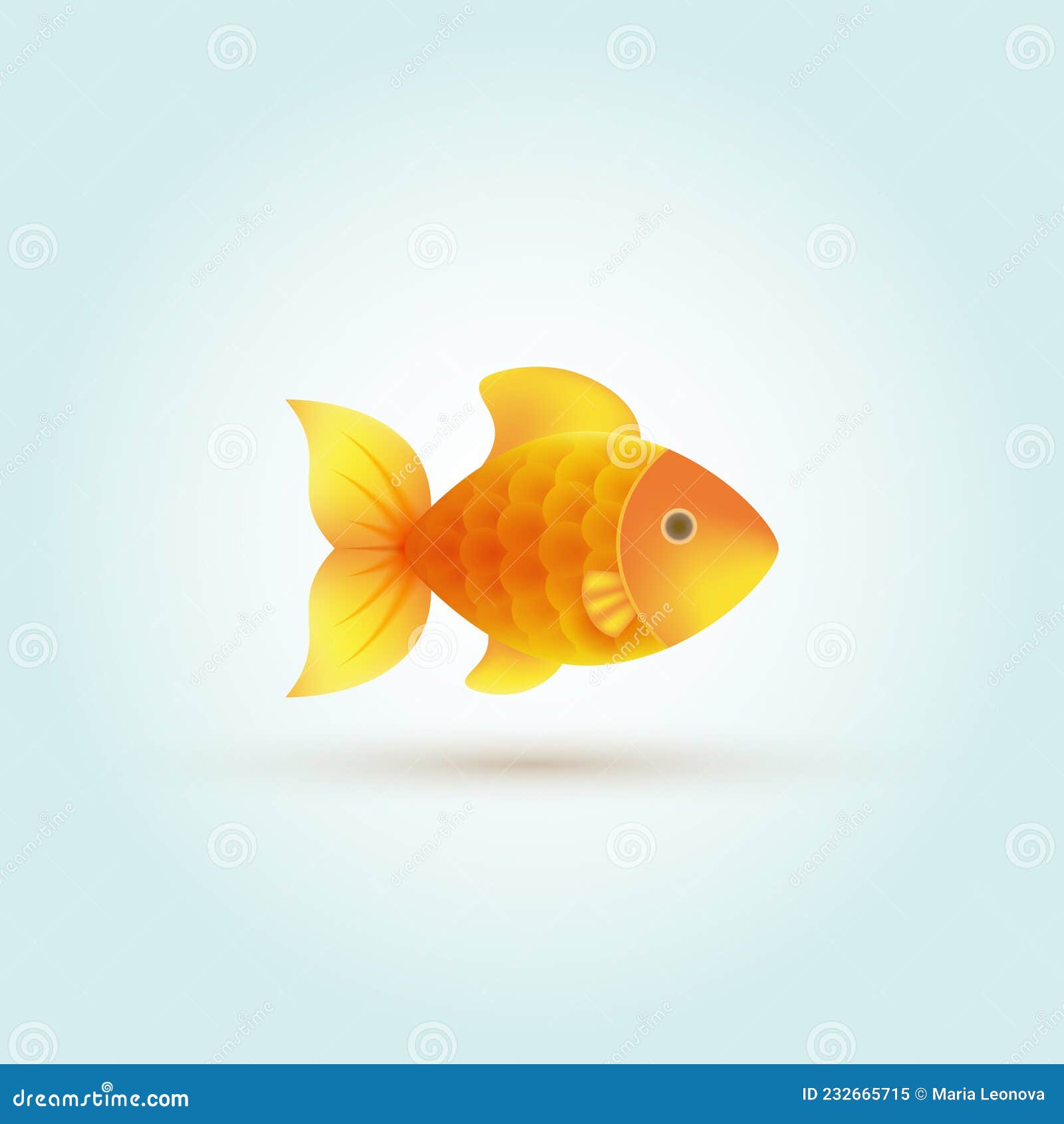Vector Cute Tiny Goldfish Icon. Isolated Illustration of Aquarium Fish ...