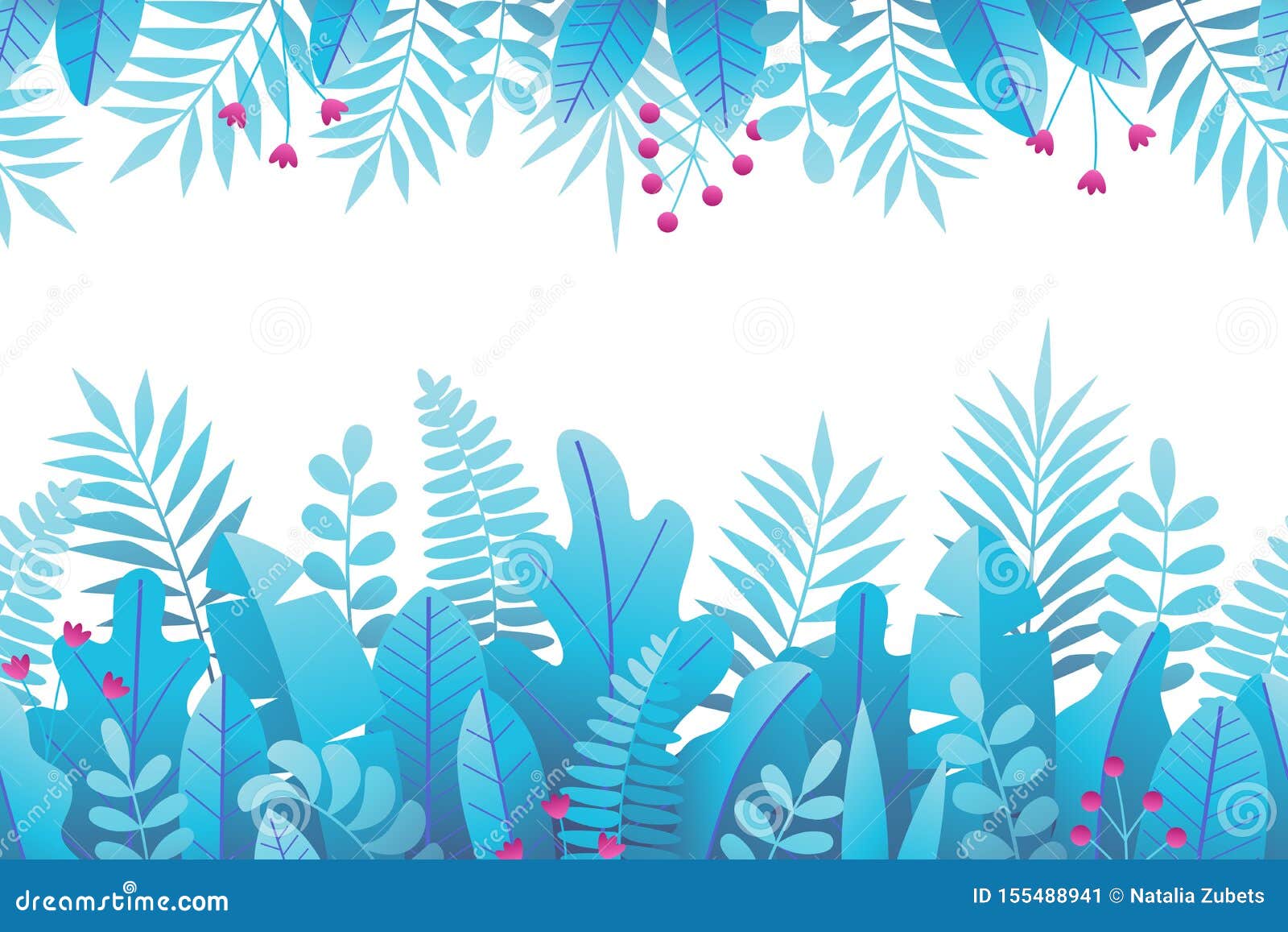 Floral Border Blue stock vector. Illustration of naive - 155488941