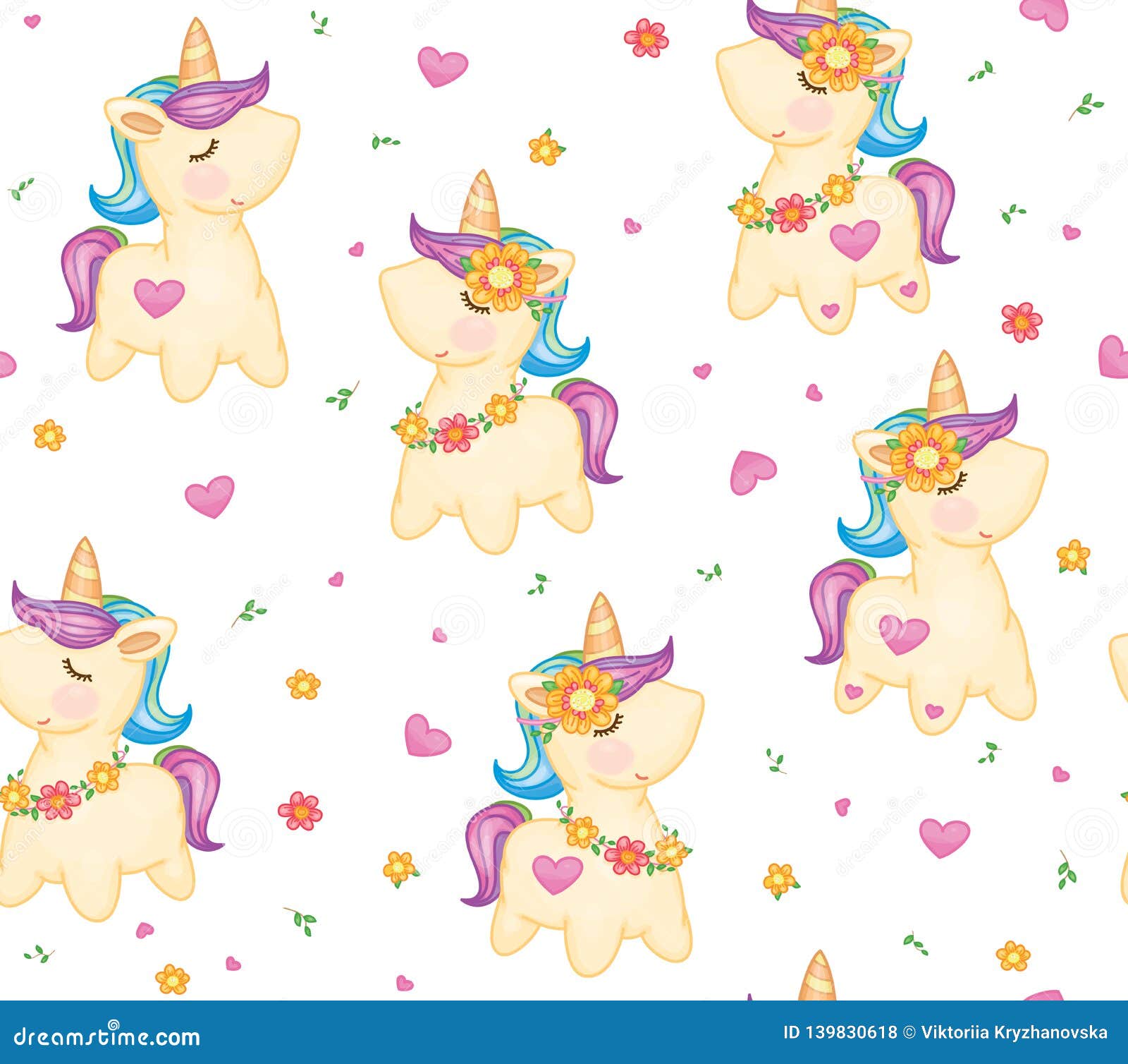 Vector Cute Unicorns Seamless Pattern. Stock Vector - Illustration of ...