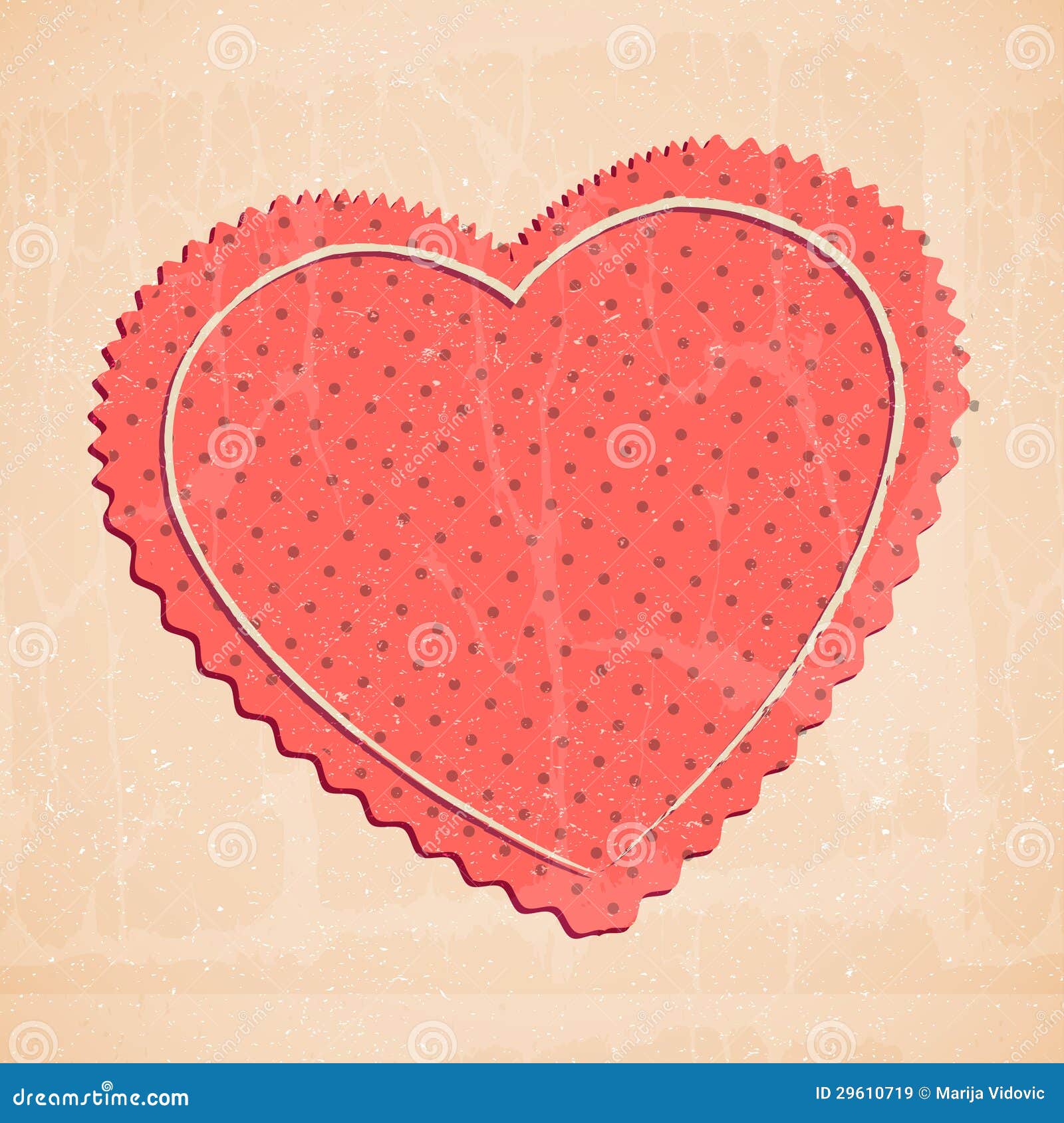 Vector Cute Vintage Red Heart Stock Vector - Illustration of aged ...