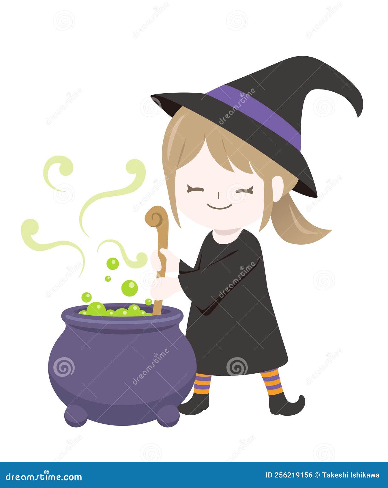Vector Cute Witch Making Magic Potions Isolated on a White Background ...