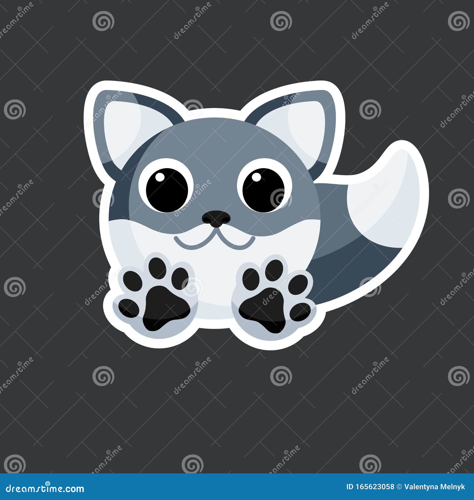 Vector Cute Wolf Sticker Template | CartoonDealer.com #165623058