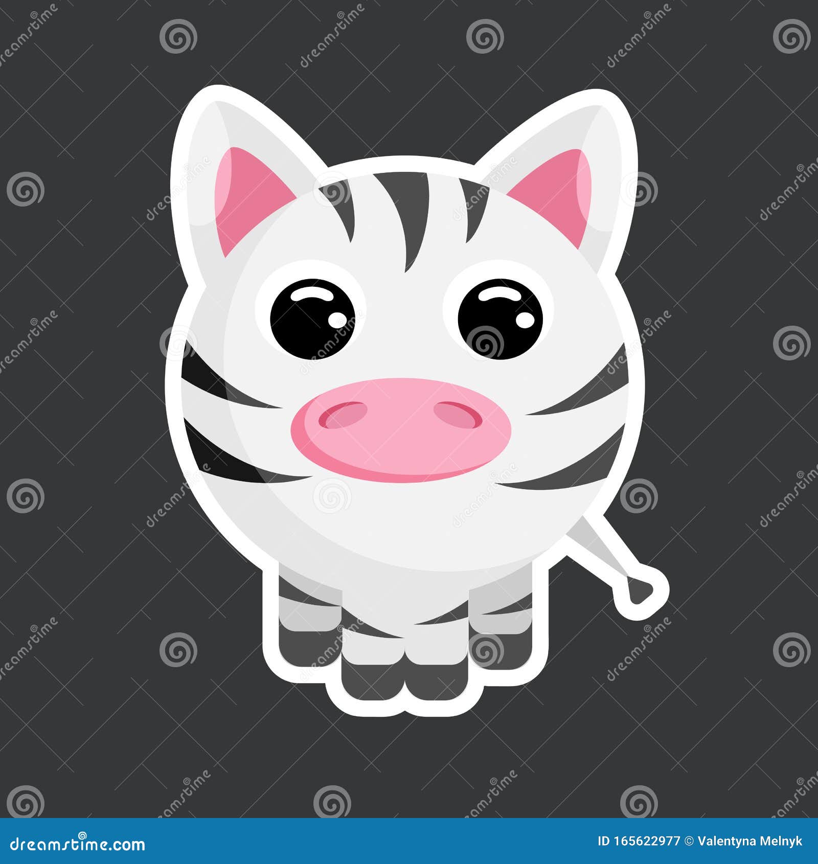 Vector Cute Zebra Sticker Template Stock Vector - Illustration of ...
