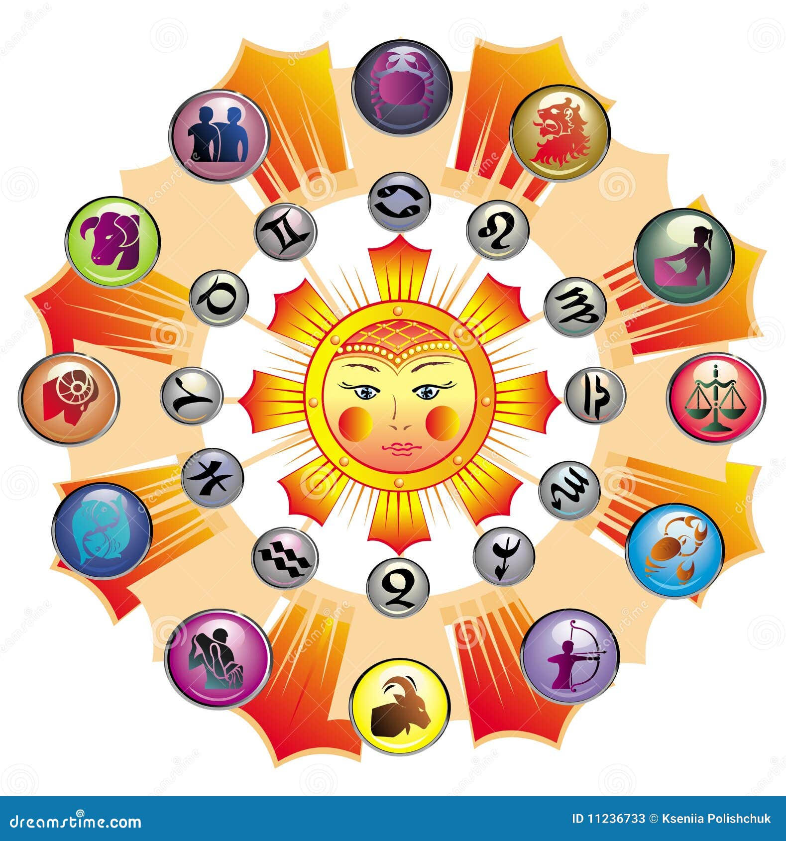 Vector,Cute Zodiac Wheel stock vector. Illustration of silhouette ...