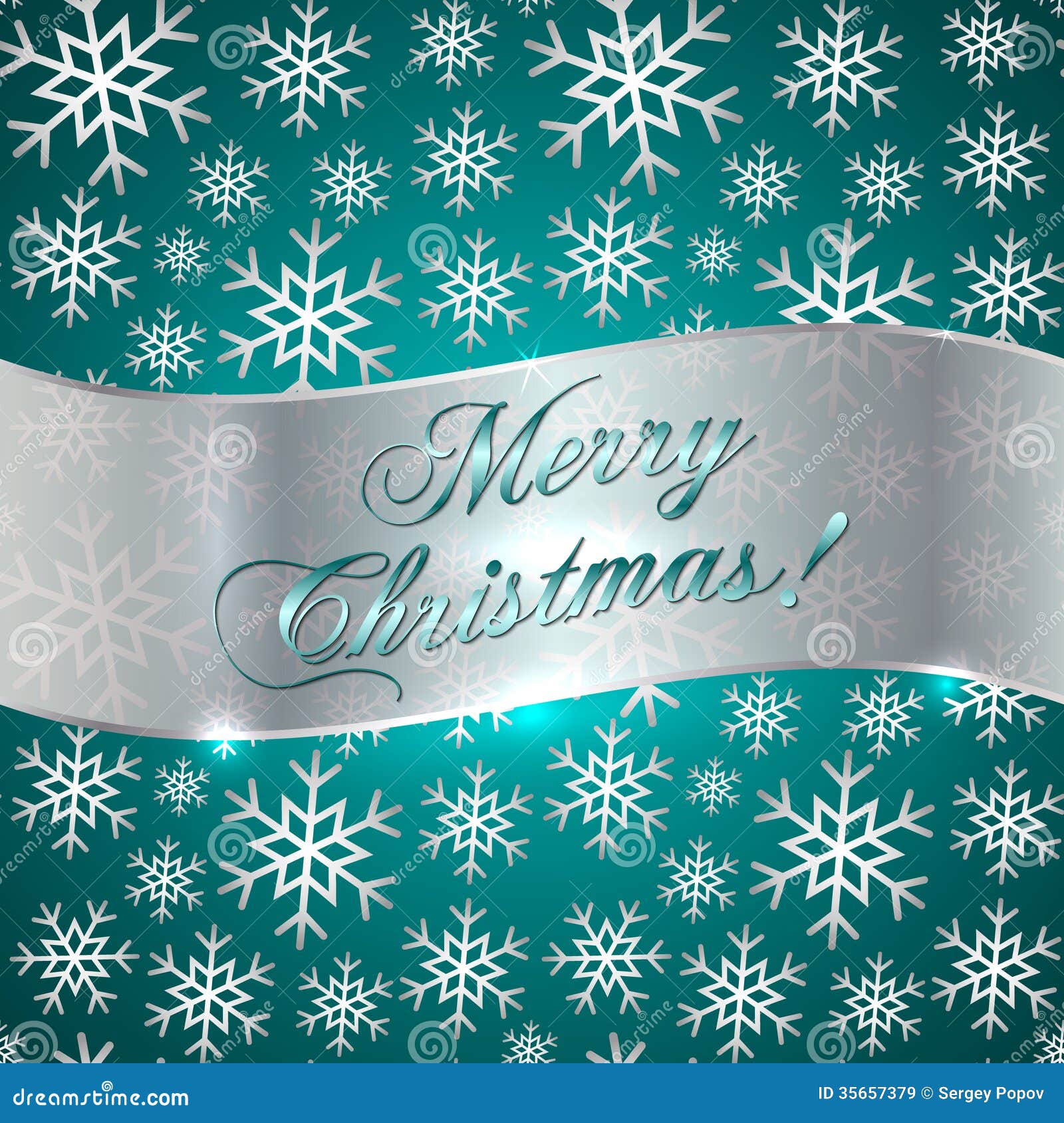 Vector Cyan Background with Snowflakes and Silver Stock Vector ...