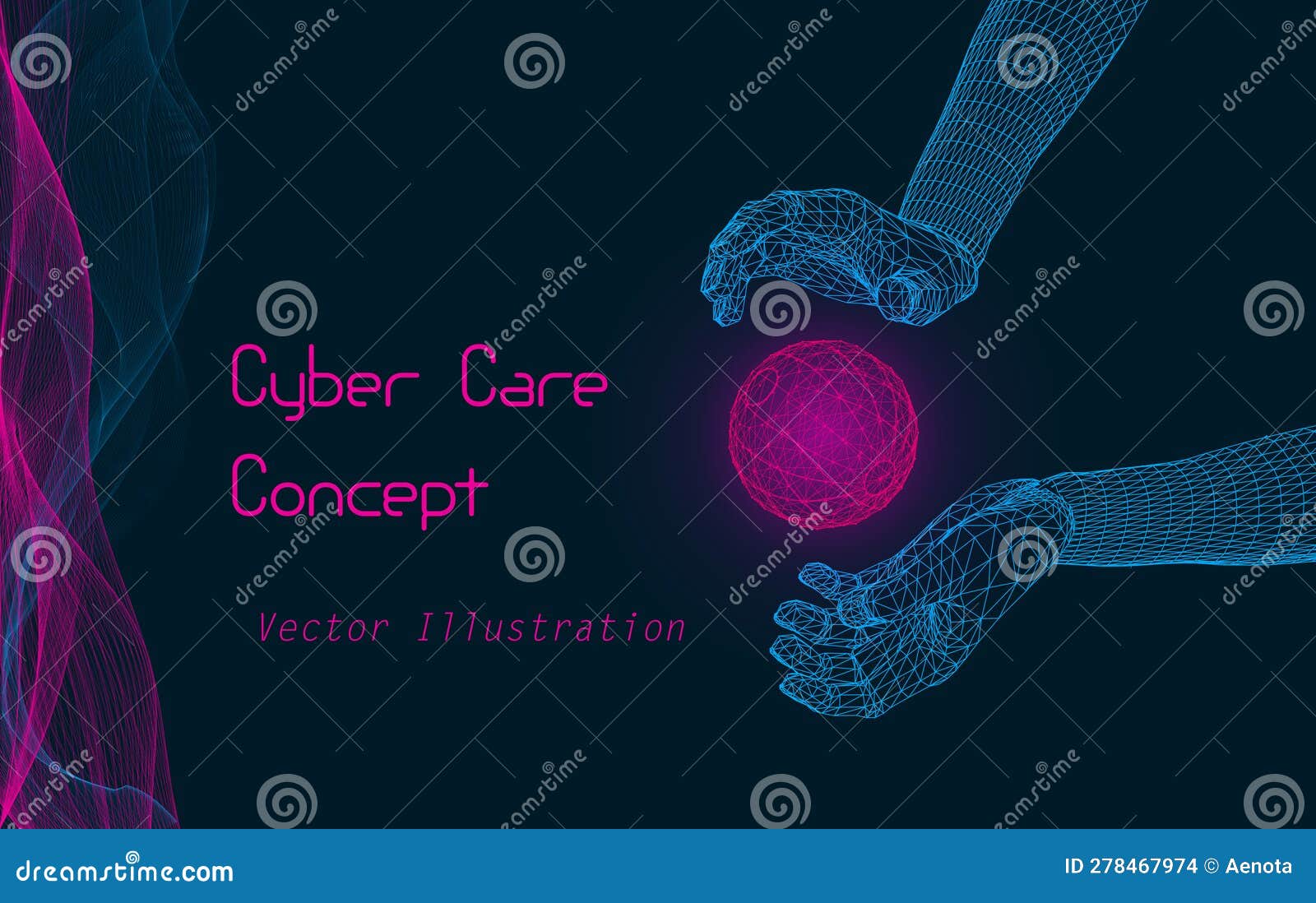 Vector Cyber Care Concept - Data Protection from Espionage, Hacking ...