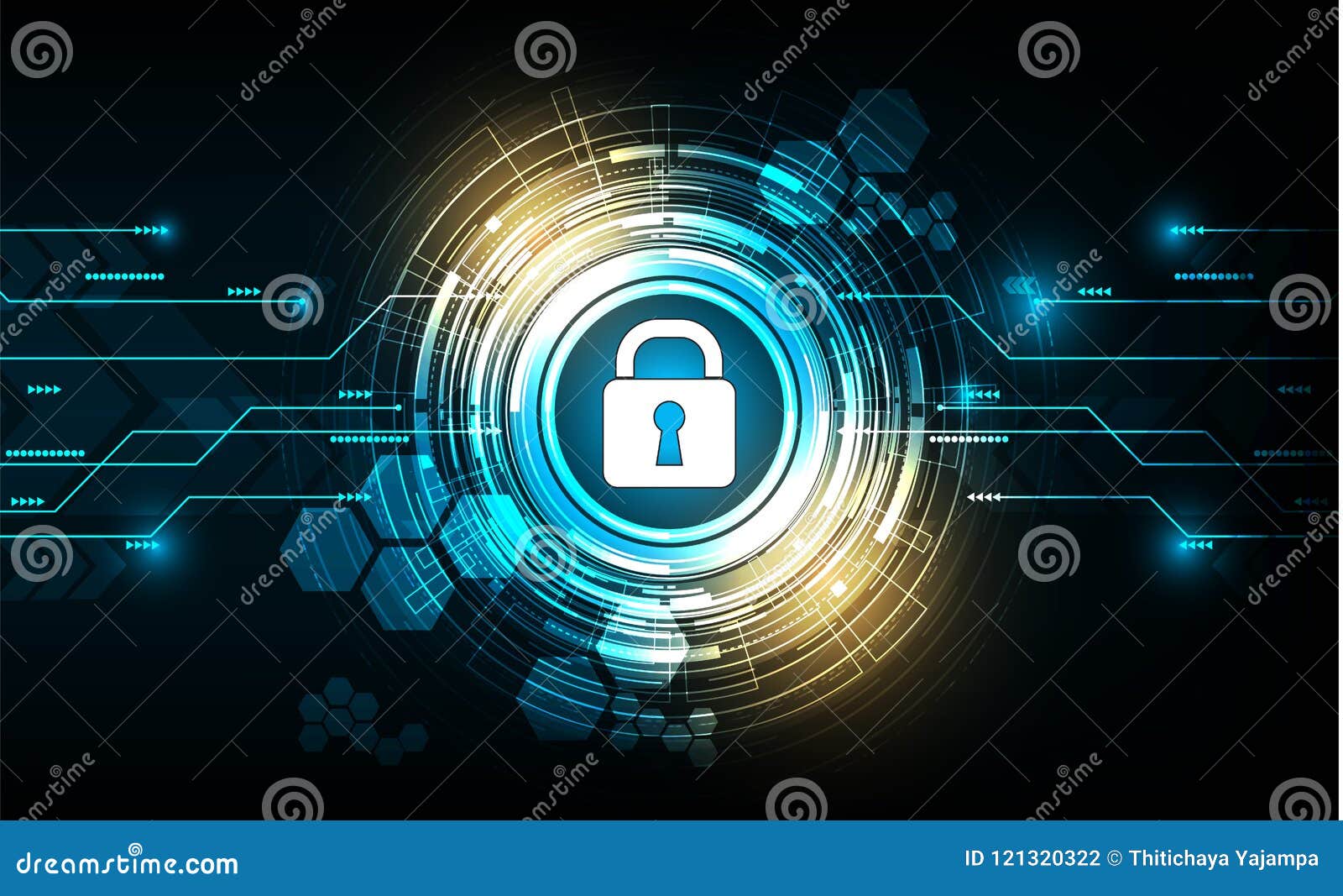 Vector Cyber Security with Lock and Password on Technology Background ...