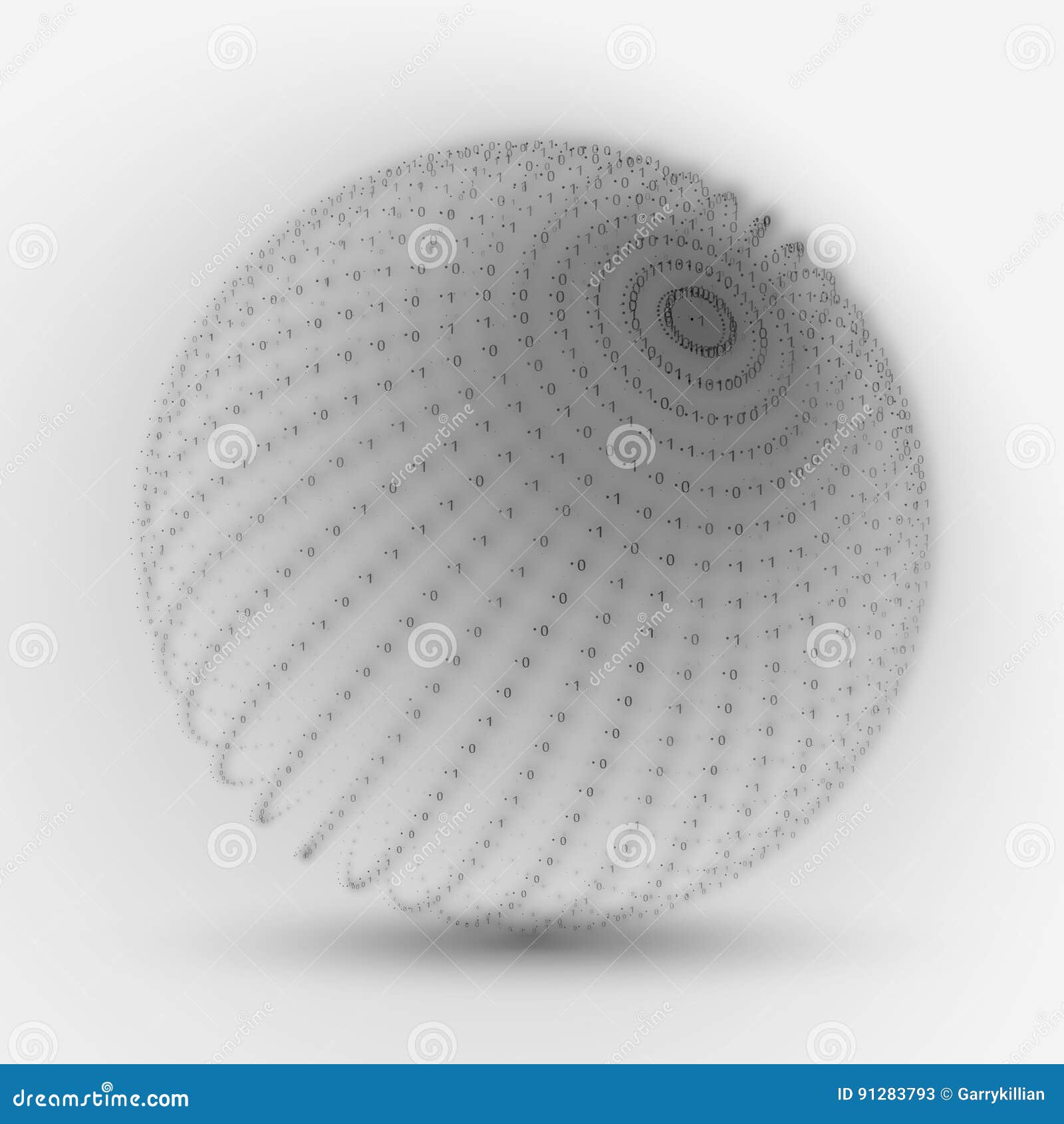 Vector Cyber Sphere Grayscale Big Data Sphere With Binary Numbers Strings Stock Vector