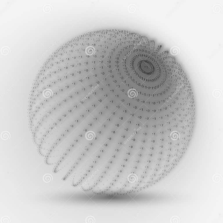 Vector Cyber Sphere. Grayscale Big Data Sphere with Binary Numbers Strings Stock Vector ...