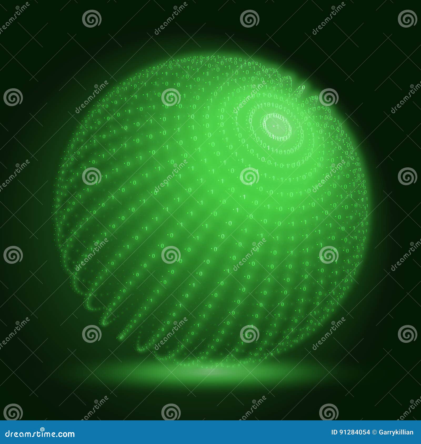 Vector Cyber Sphere. Green Big Data Sphere with Binary Numbers Strings ...