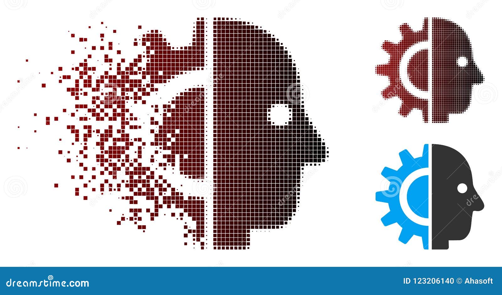 Dust Pixel Halftone Cyborg Head Icon Stock Vector - Illustration of ...