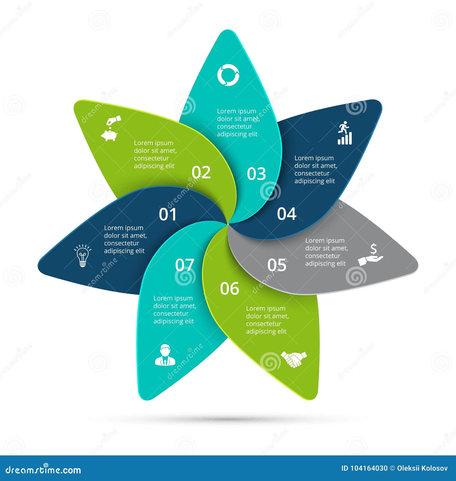 Vector Cycle Infographic. Business Concept with 7 Options, Parts, Steps ...
