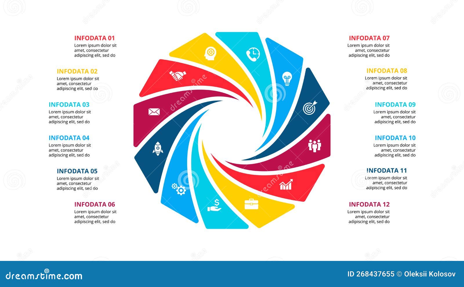 Vector Cycle Infographic. Diagram with 12 Options or Steps Stock Vector ...