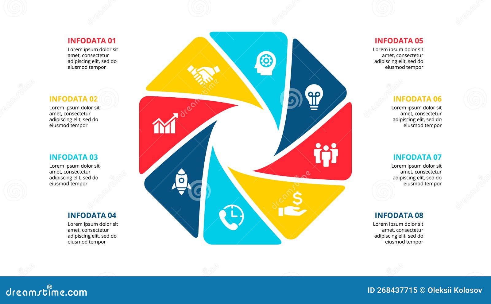 Vector Cycle Infographic. Diagram with 8 Options or Steps Stock Vector ...