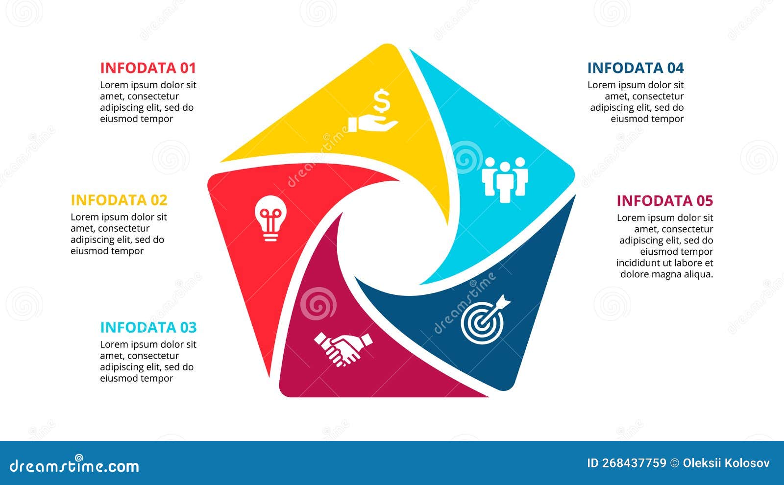 Vector Cycle Infographic. Diagram with 5 Options or Steps Stock Vector ...
