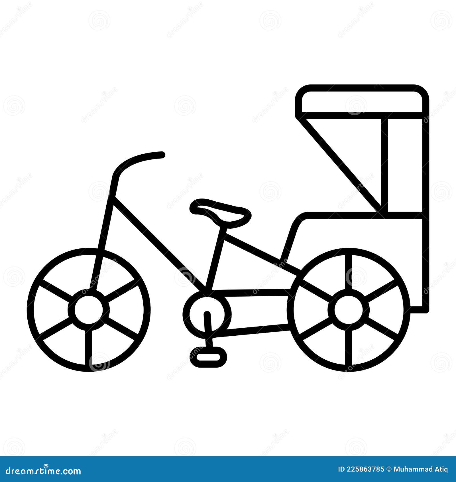 Vector Cycle Rickshaw Outline Icon Design Stock Vector - Illustration ...