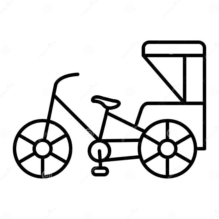Vector Cycle Rickshaw Outline Icon Design Stock Vector - Illustration ...