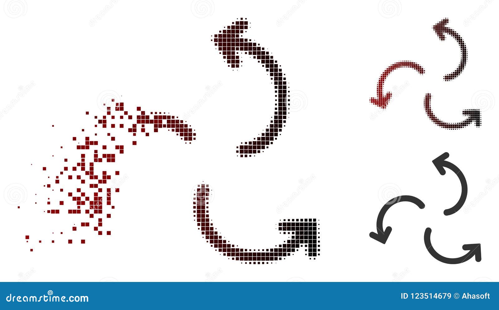 Dispersed Pixel Halftone Cyclone Arrows Icon Stock Vector ...