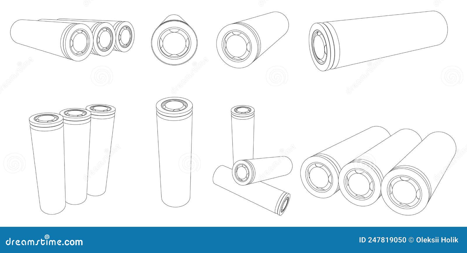Vector Cylindrical 18650 Lithium Ion Battery Cells Stock Vector ...