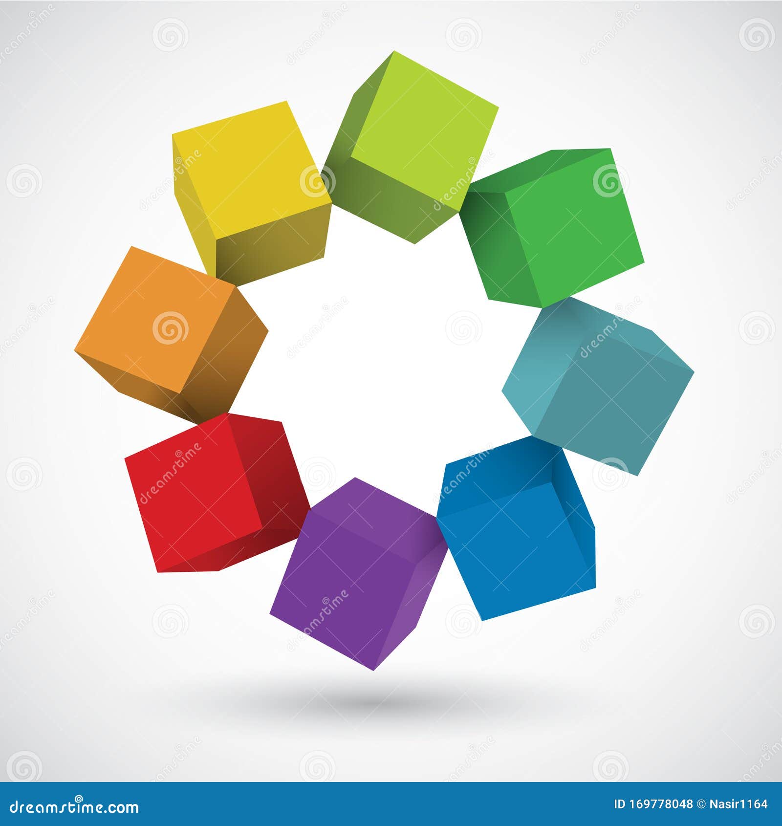 Vector 3d Abstract Circular Cubes Box Design Stock Vector ...