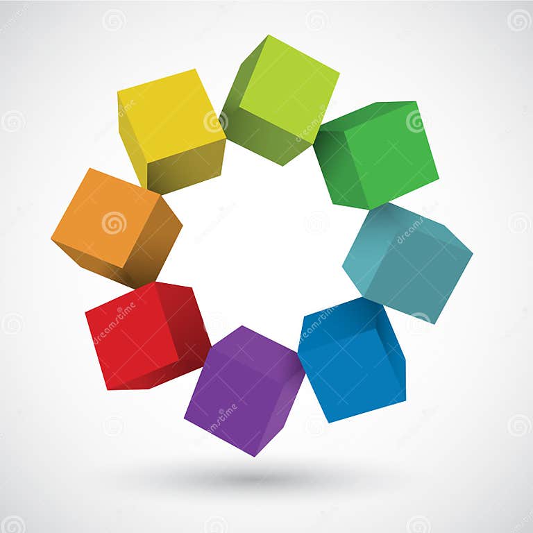 Vector 3d Abstract Circular Cubes Box Design Stock Vector ...