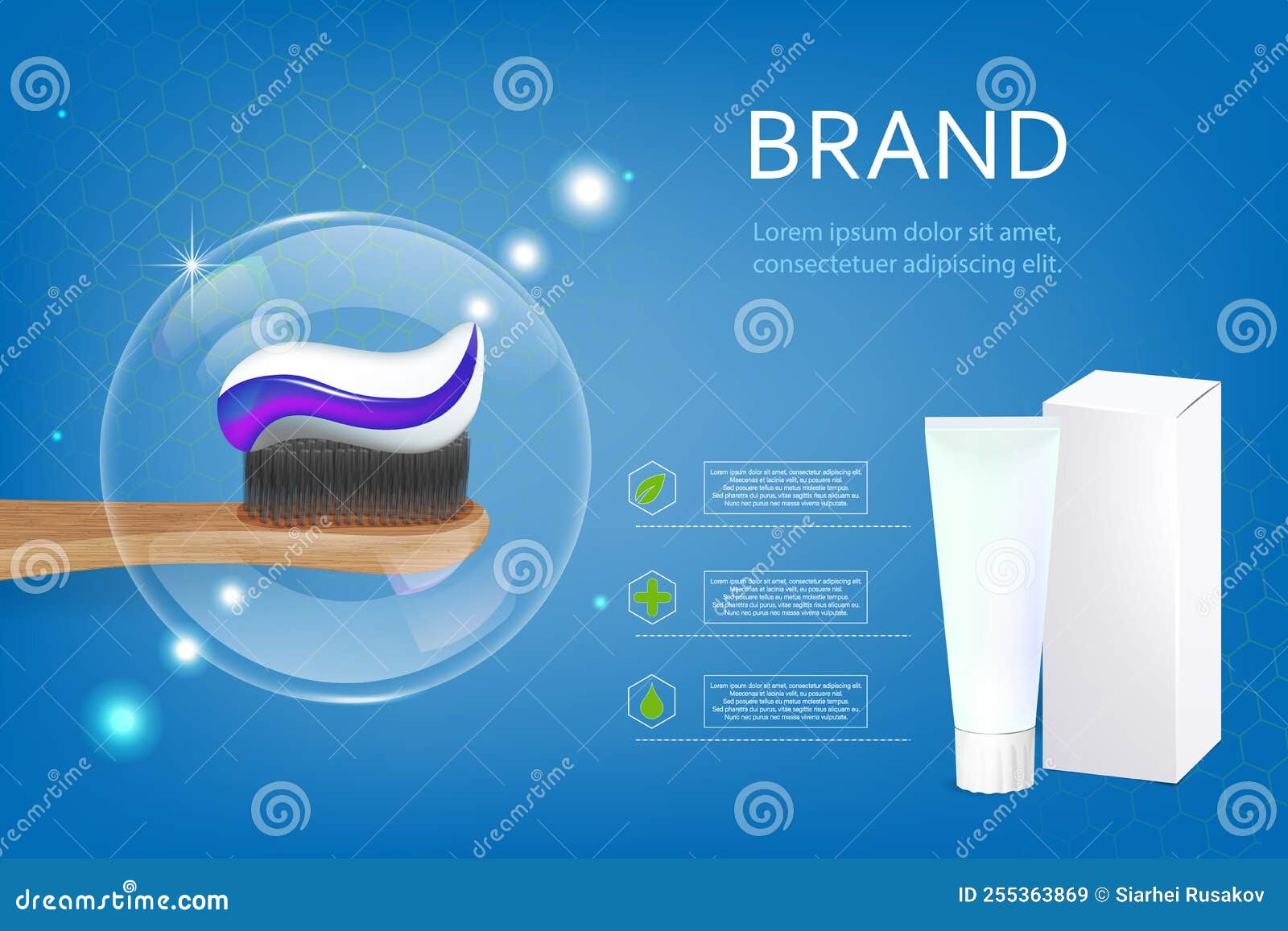 Vector, 3D Advertising of Whitening Toothpaste. a Graphic Concept for ...