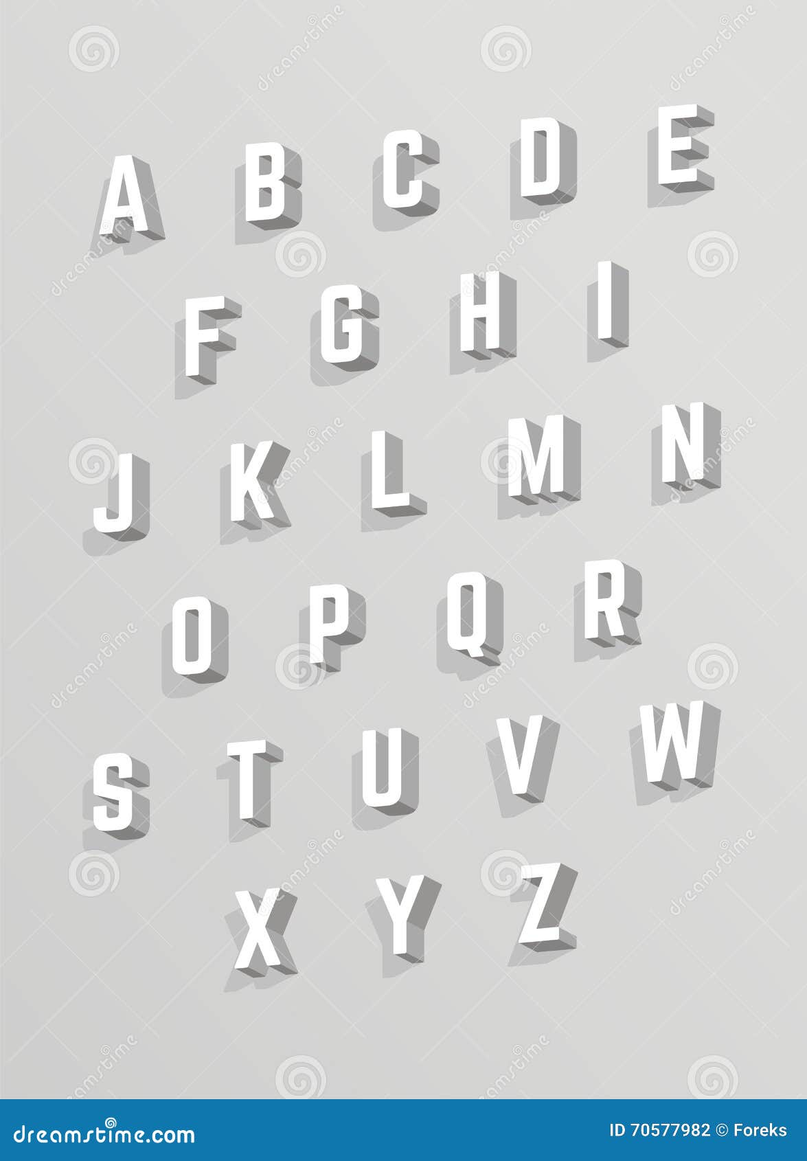 Vector 3D Alphabet. White Font Stock Vector - Illustration of shadow ...