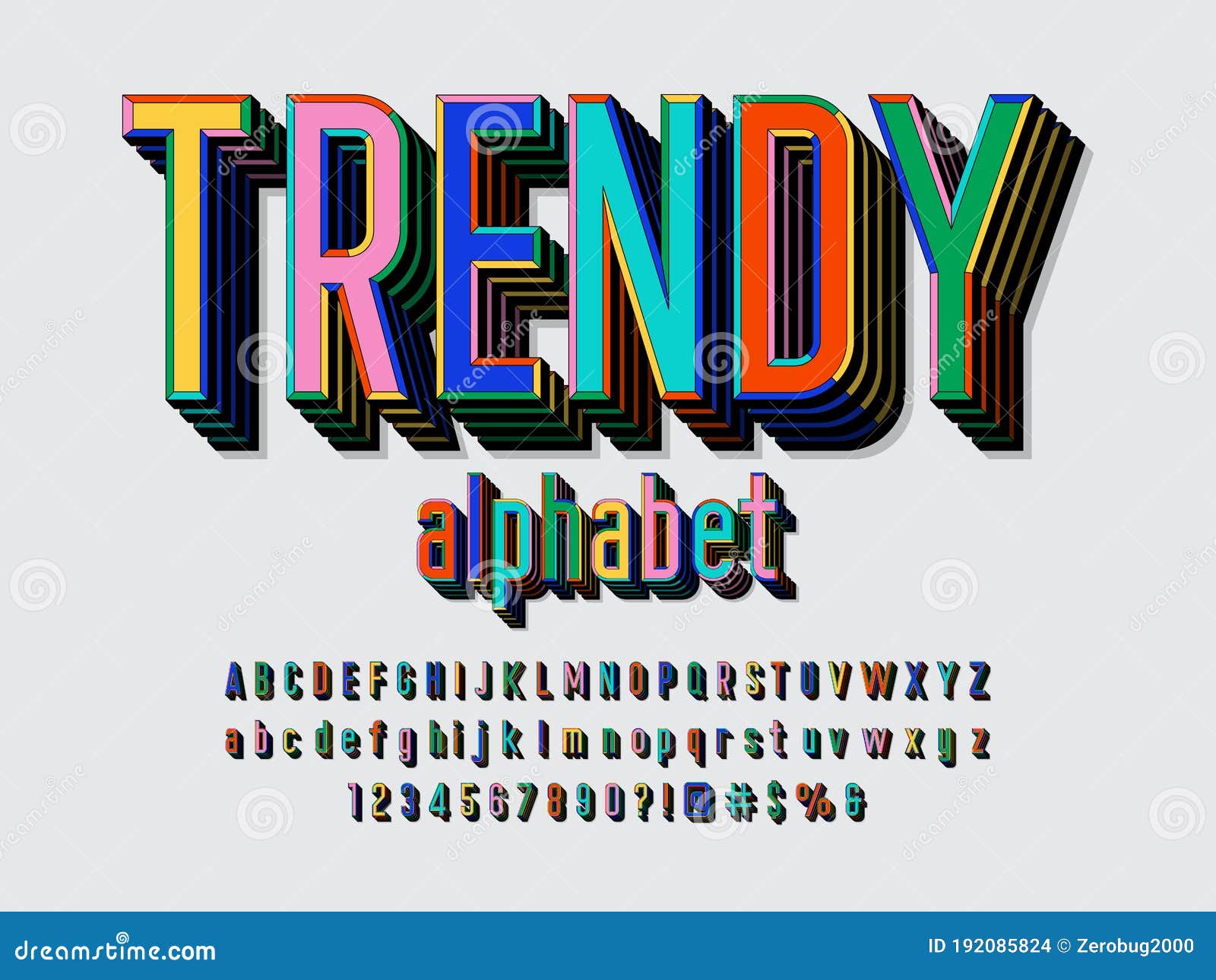 Colorful font stock vector. Illustration of font, shadow - 192085824