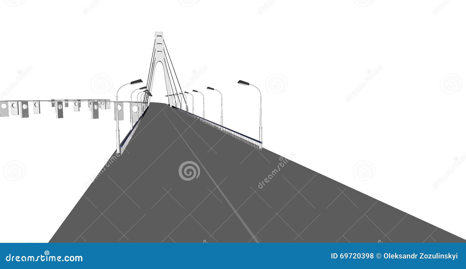 Vector 3D Bridge City Buildings View Stock Vector - Illustration of ...