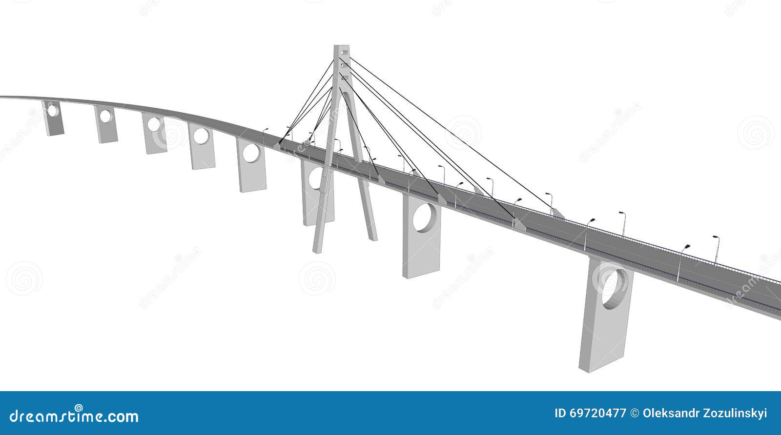 Vector 3D Bridge City Buildings View Stock Vector - Illustration of ...