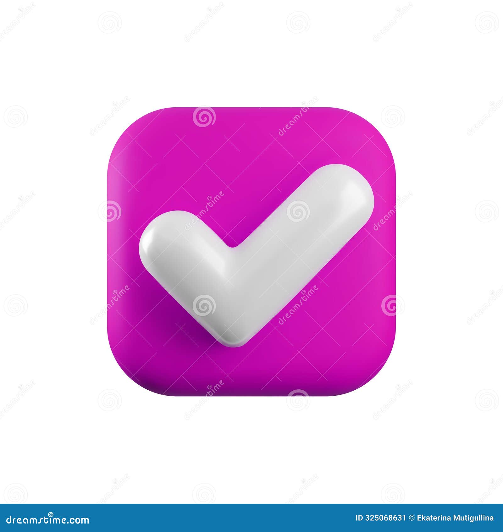 Vector 3d Check Mark Realistic Icon. Trendy Plastic Purple Checkmark ...