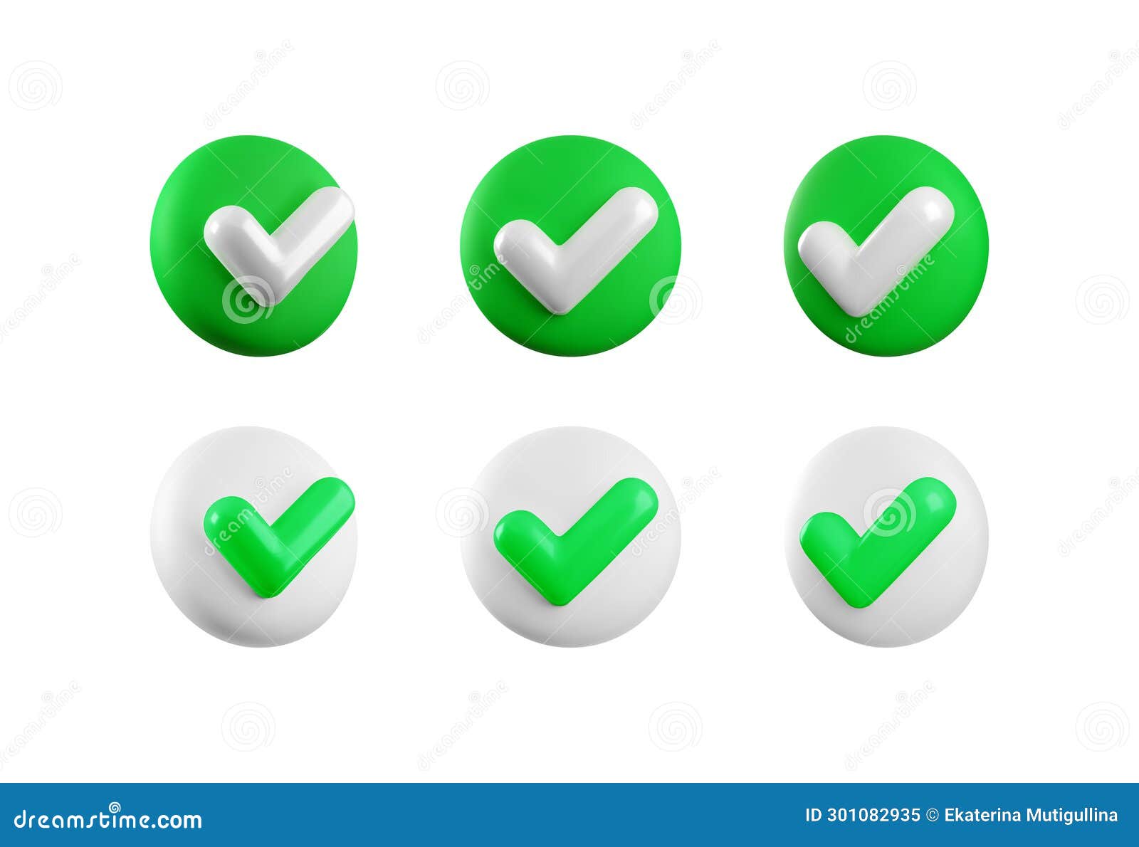 Vector 3d Check Mark Realistic Icons Set. Trendy Plastic Green and ...