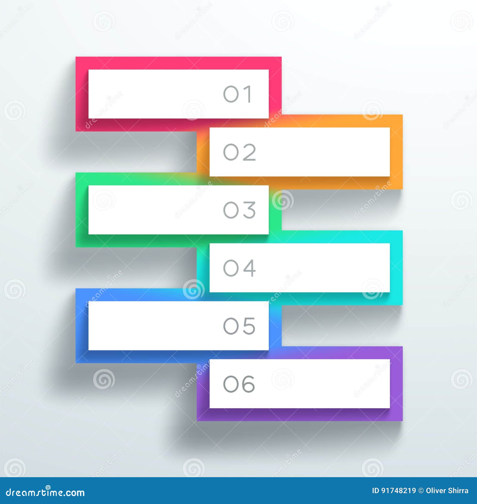 Vector 3d Color Numbered Text Boxes Stacked 1 To 6 Stock Vector ...