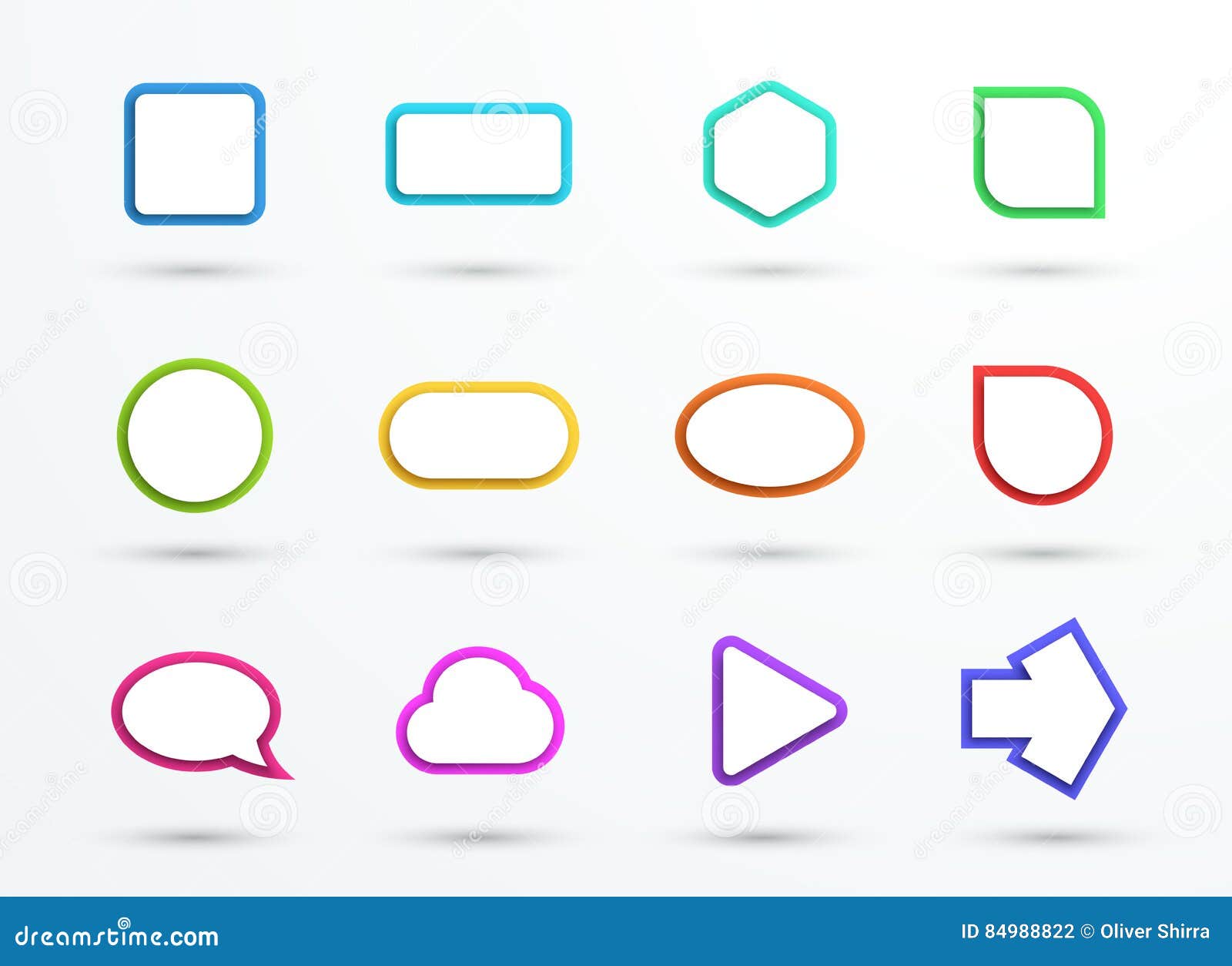 Vector 3d Color Text Box Frames Different Shapes Set of 12 Stock Vector ...